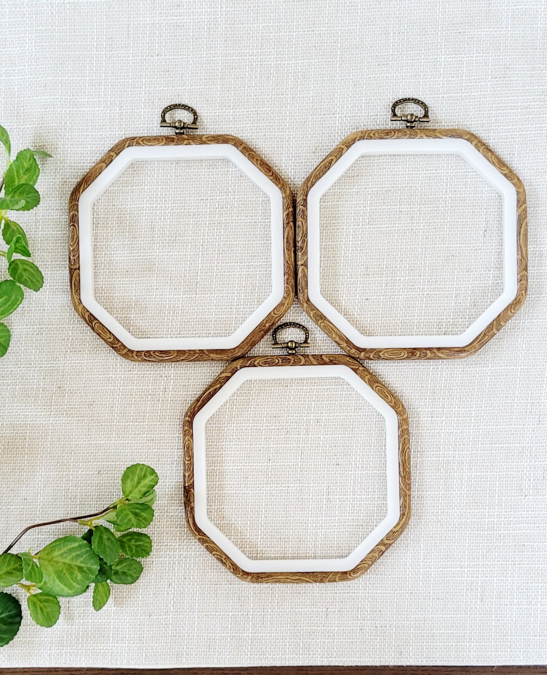 Octagon Embroidery Hoops , 3 Pcs Set, Imitated Wood Plastic Hoop ...