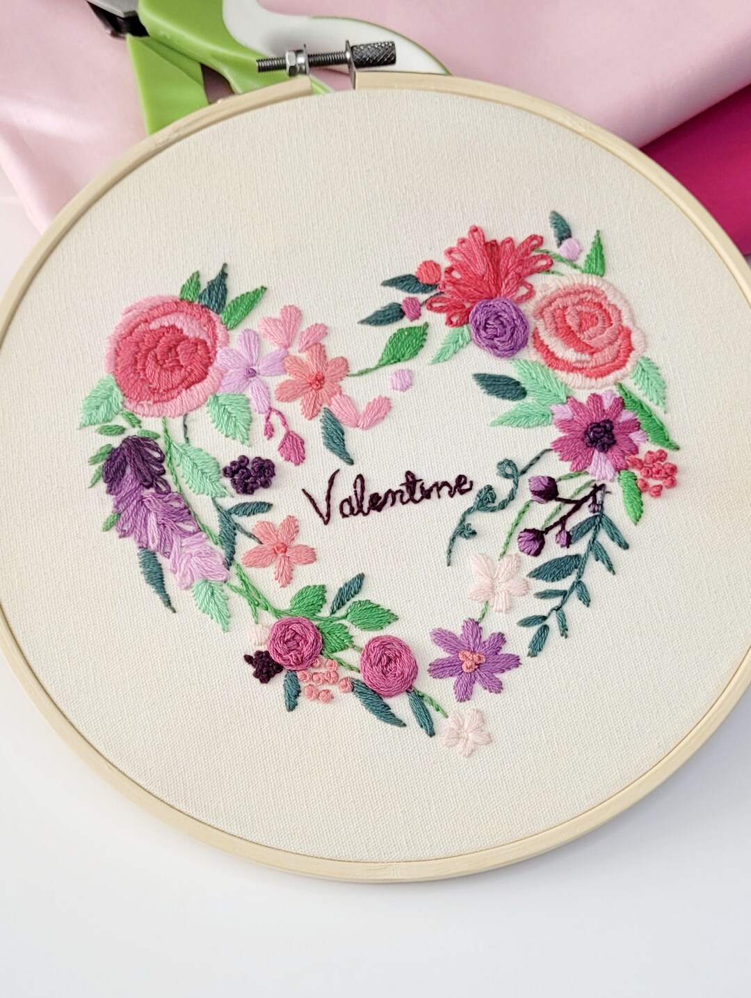 Valentines Embroidery Beginner Kit, DIY , Floral Embroidery Pattern ...