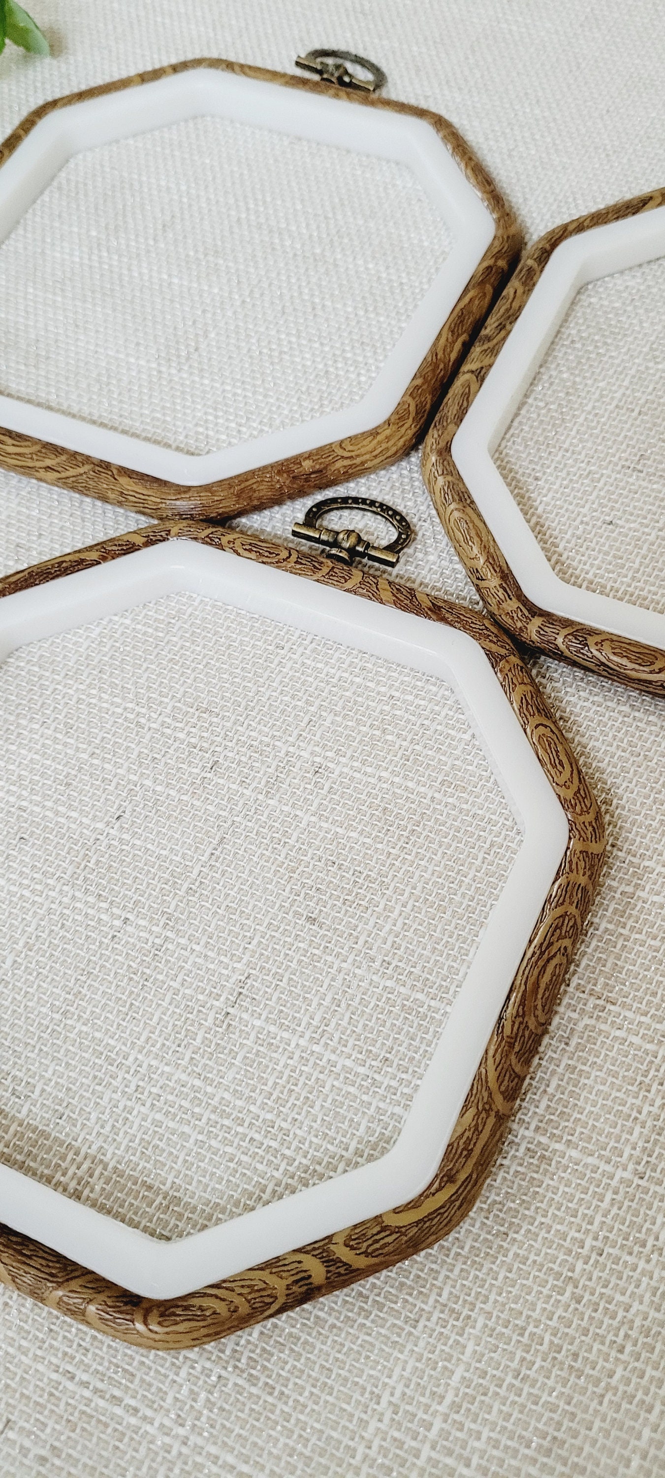 Octagon Embroidery Hoops , 3 Pcs Set, Imitated Wood Plastic Hoop ...