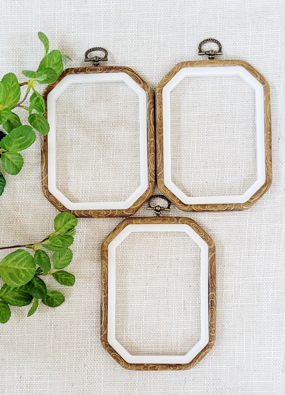 Octagon Embroidery Display Hoops, 3 Pcs Set, Imitated Wood Plastic ...
