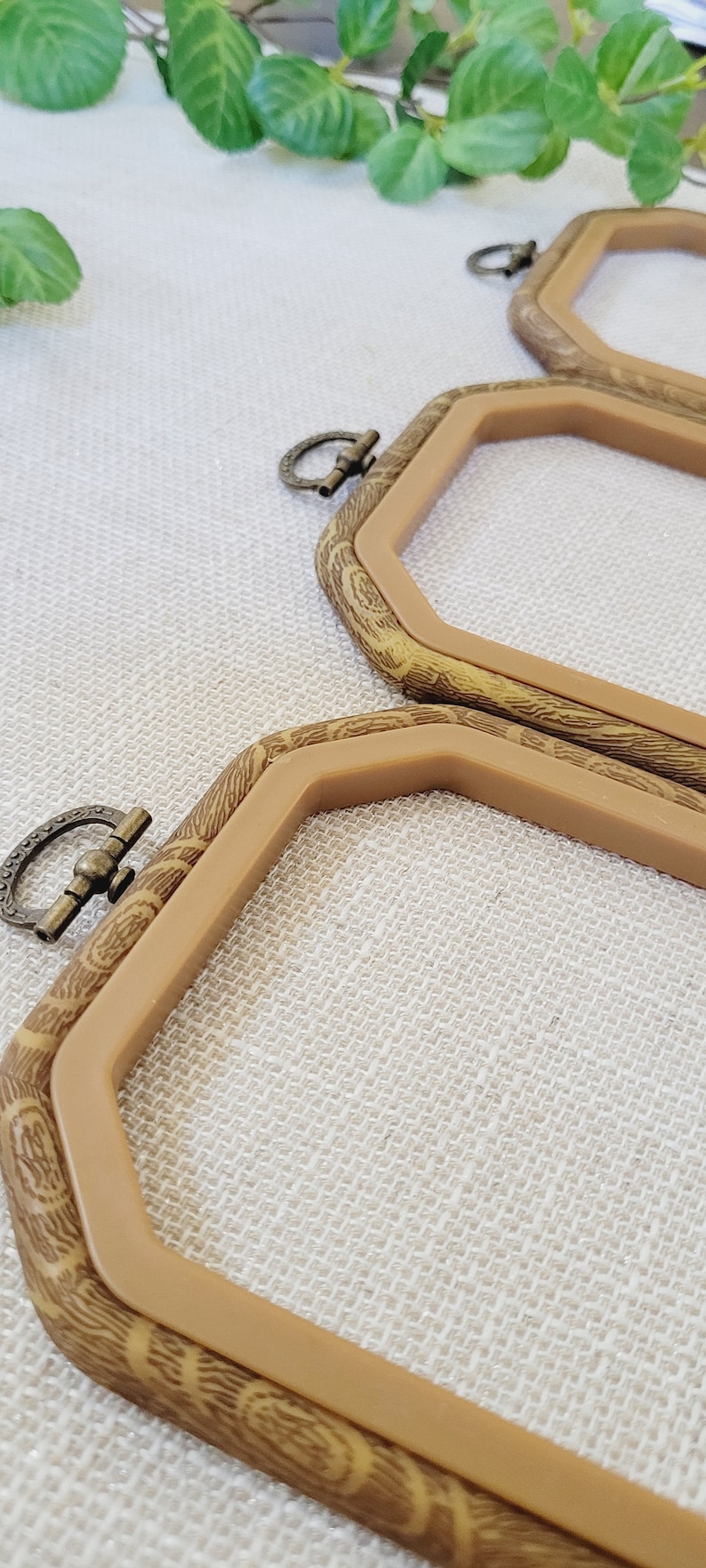 Octagon Embroidery Display Hoops, 3 Pcs Set, Imitated Wood Plastic ...
