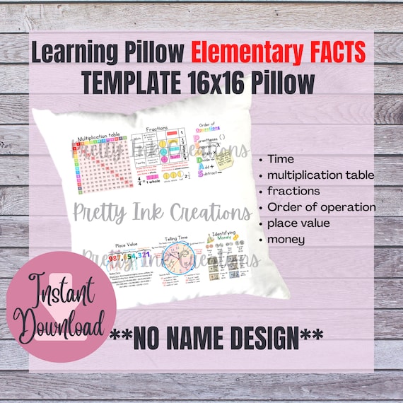 Elementary Learning Pillow Template FACTS Only PNG - Etsy