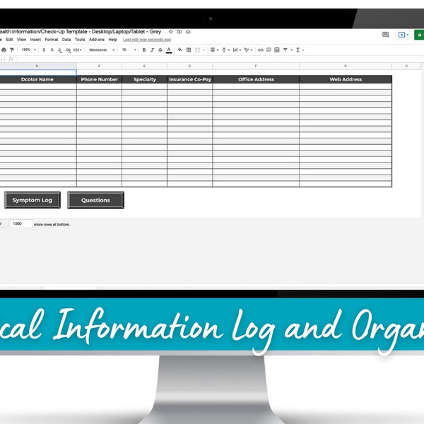 Google Sheets Template Medical - Etsy
