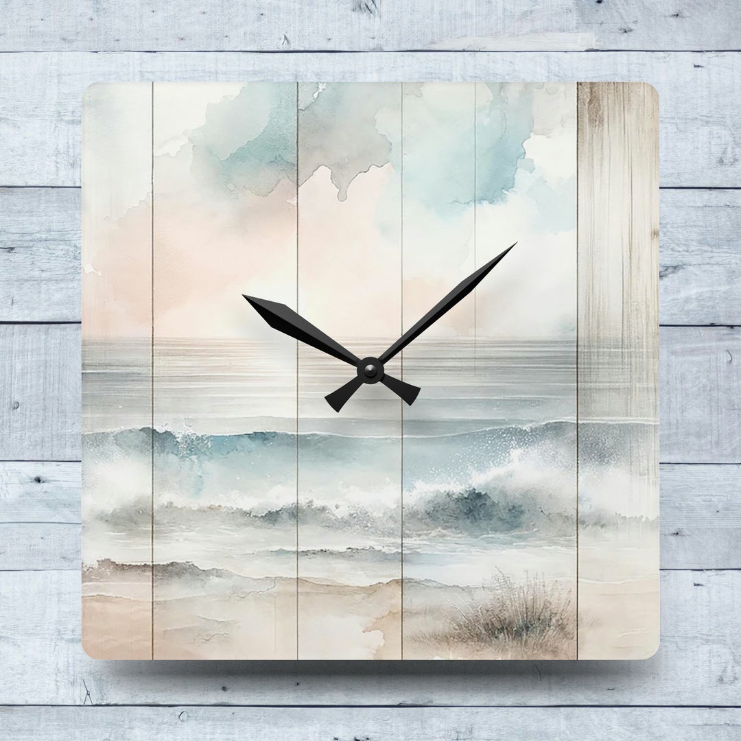 Rustic Coastal Clocks, Pastel Clocks, Beach Home Decor, Ocean Beach ...
