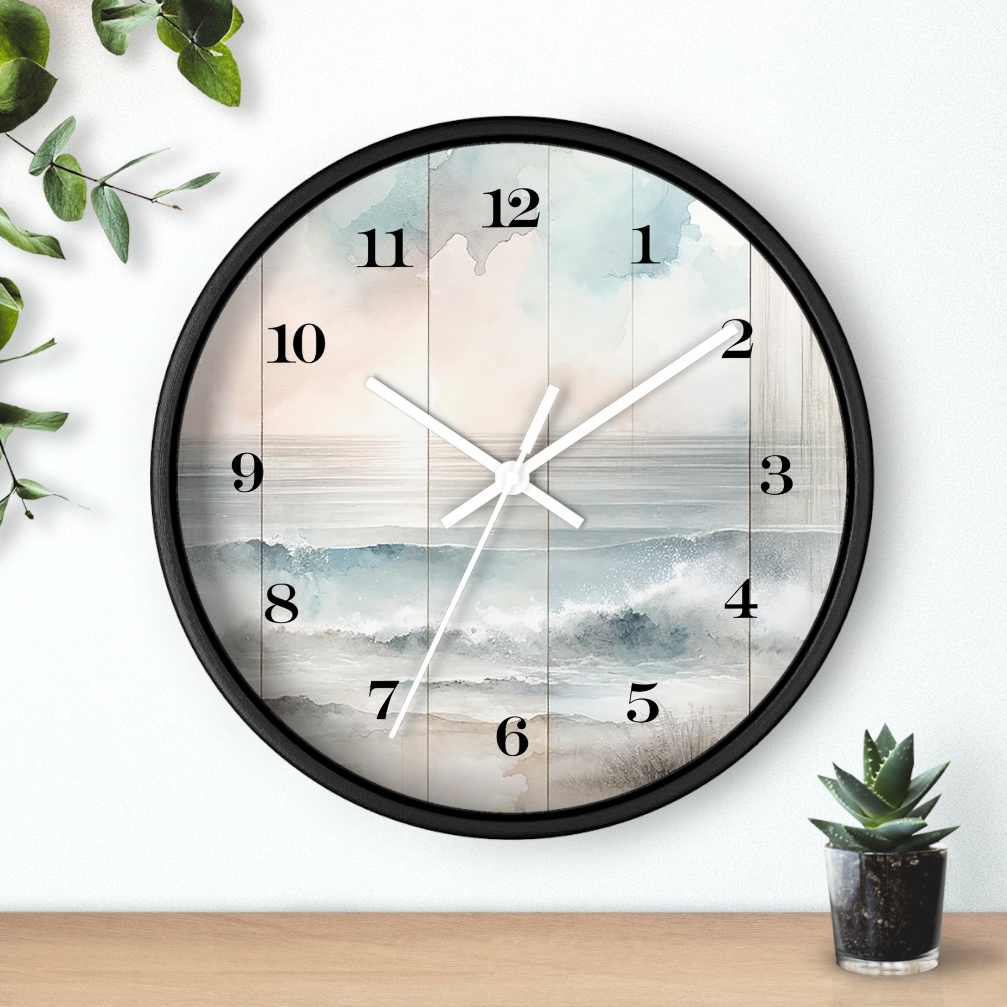 Wooden Wall Clock, Rustic Coastal Art, Ocean Clocks, Natical Wall Art ...