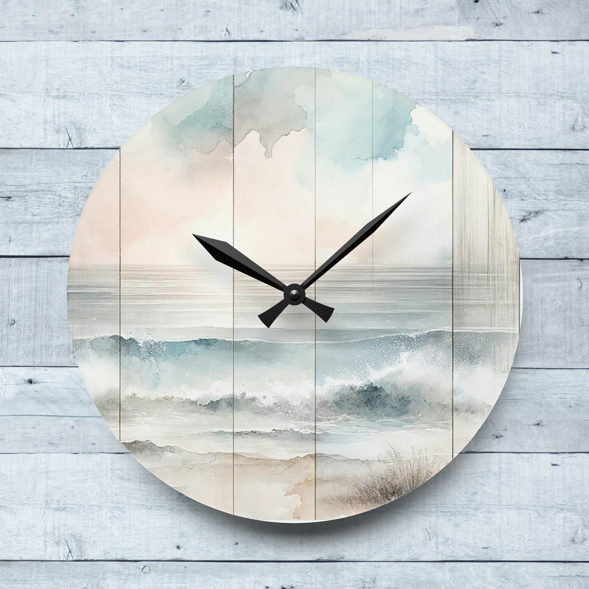 Coastal Wall Clock, Coastal Wall Art, Rustic Wall Clocks, Seascape Art ...