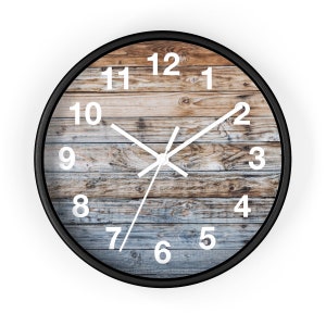 Wooden Wall Clock With Numbers, Farmhouse Wooden Clock, Weathered Fence ...
