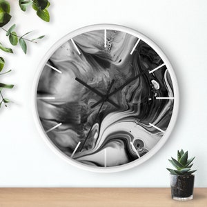 Unique Wall Clock, Abstract Wall Art, Abstract Wooden Clock, Black and ...