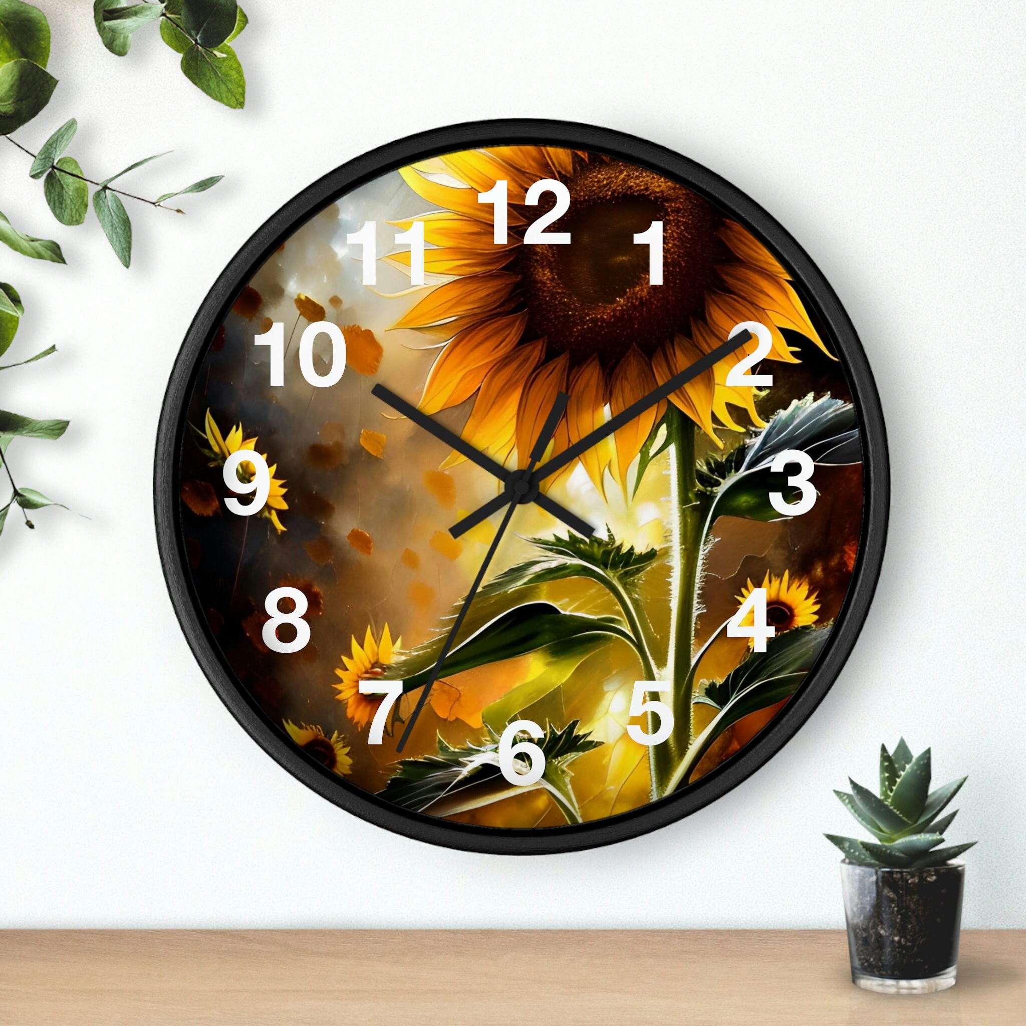 Sunflower Wooden Wall Clock, Silent Clock, Sunflower Home Decor ...