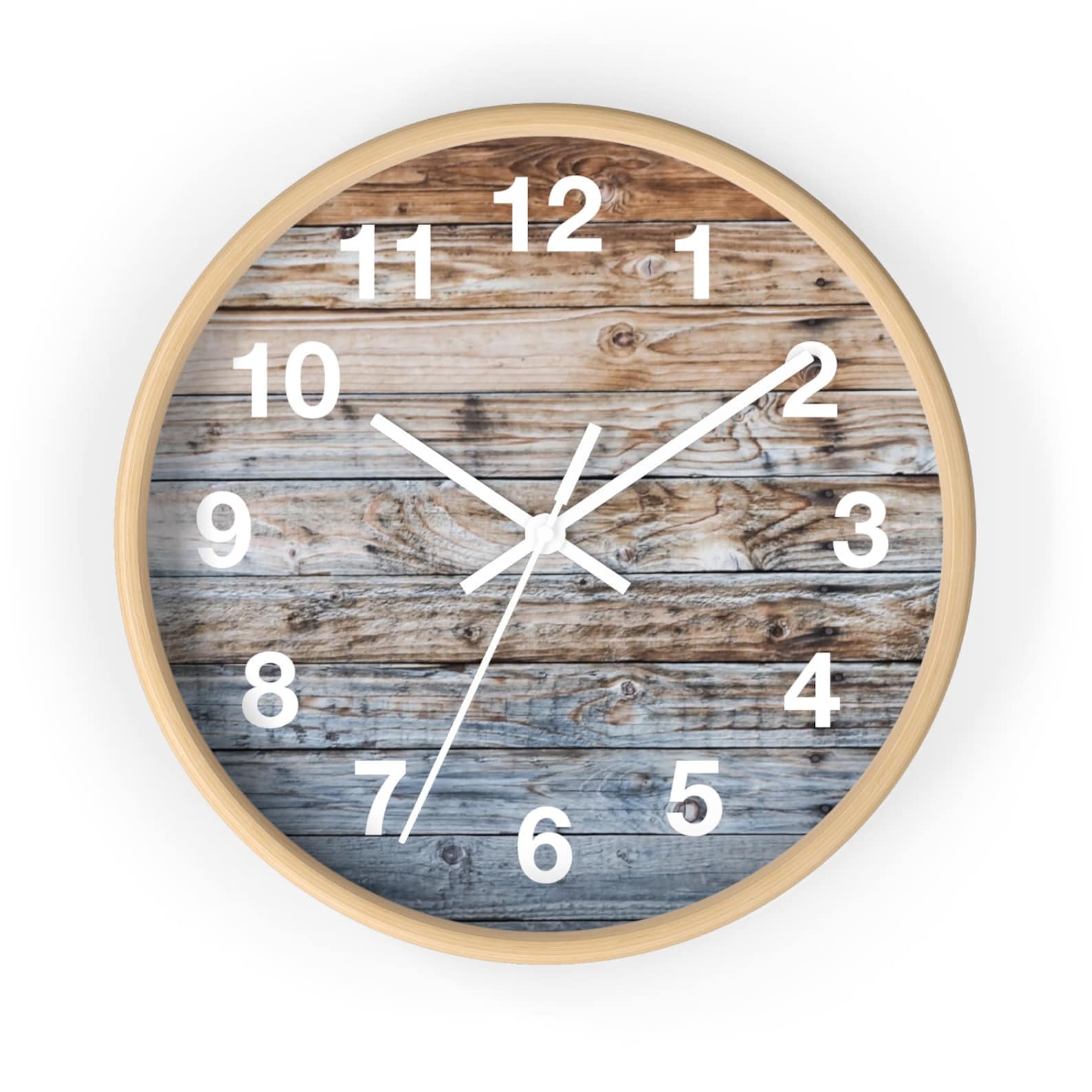 Wooden Wall Clock With Numbers, Farmhouse Wooden Clock, Weathered Fence ...
