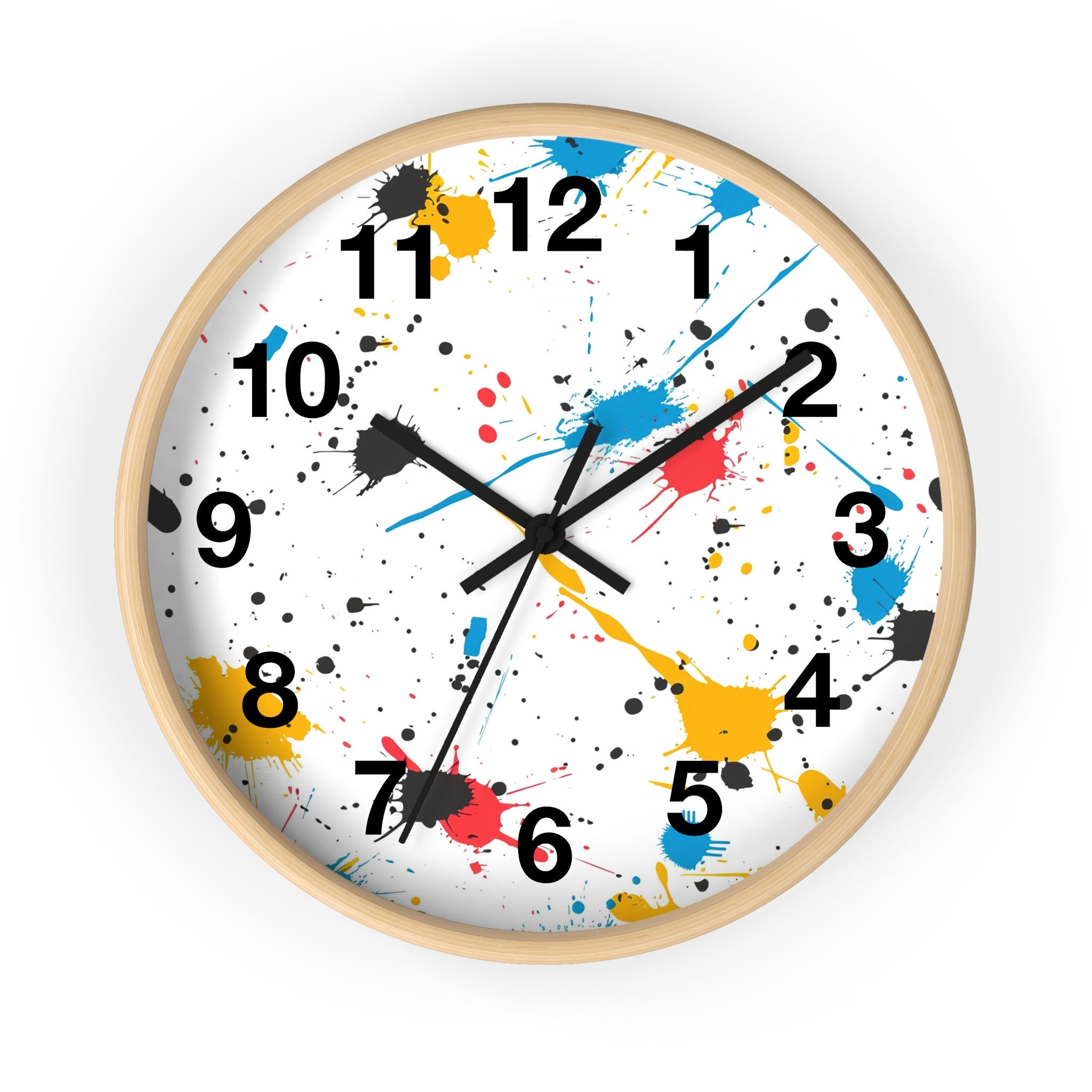 Paint Splatter Clock, Primary Colors Clock, Paint Splatter Art ...