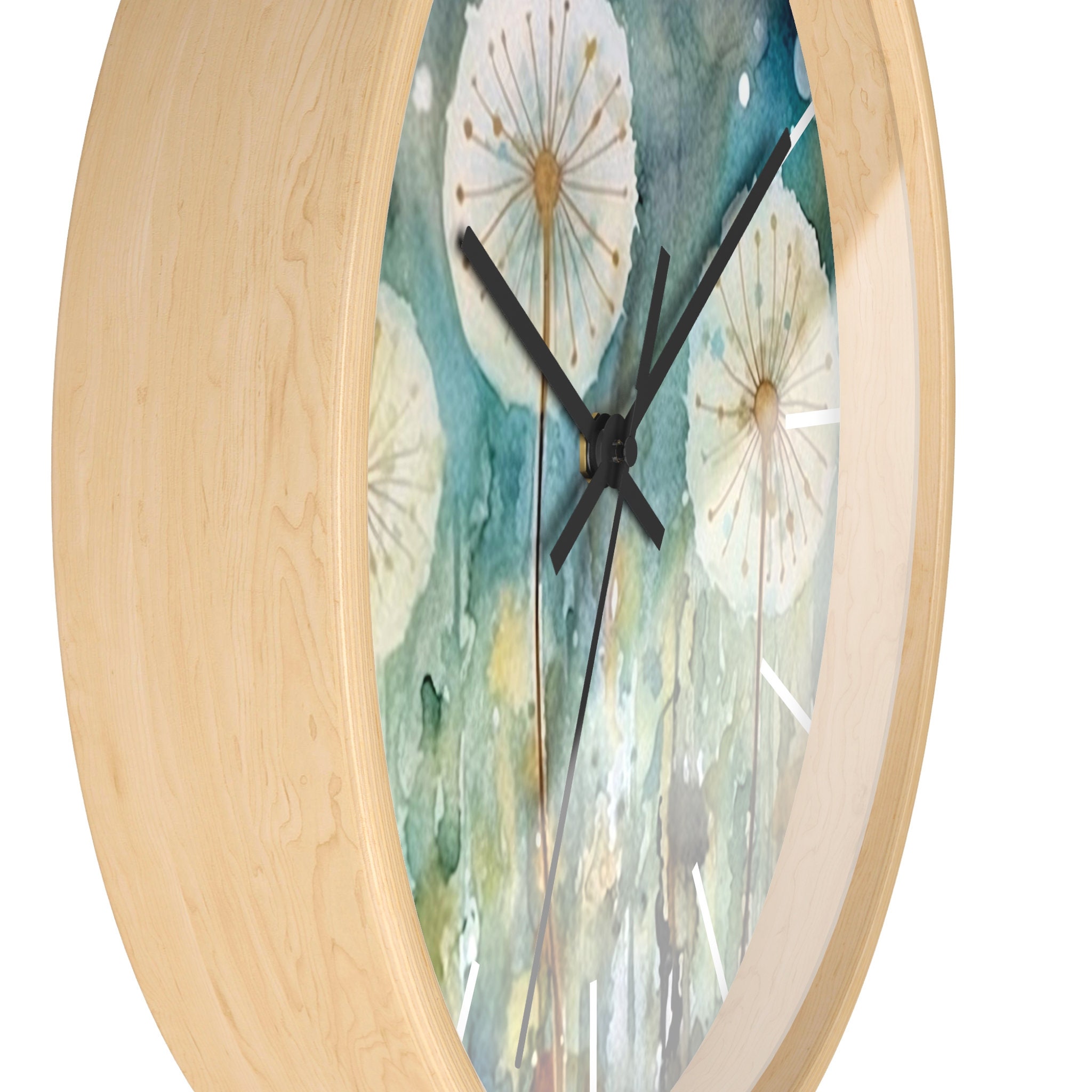 Wooden Wall Clock, Wildflower Wall Art, Dandelion Clock, Silent Non ...