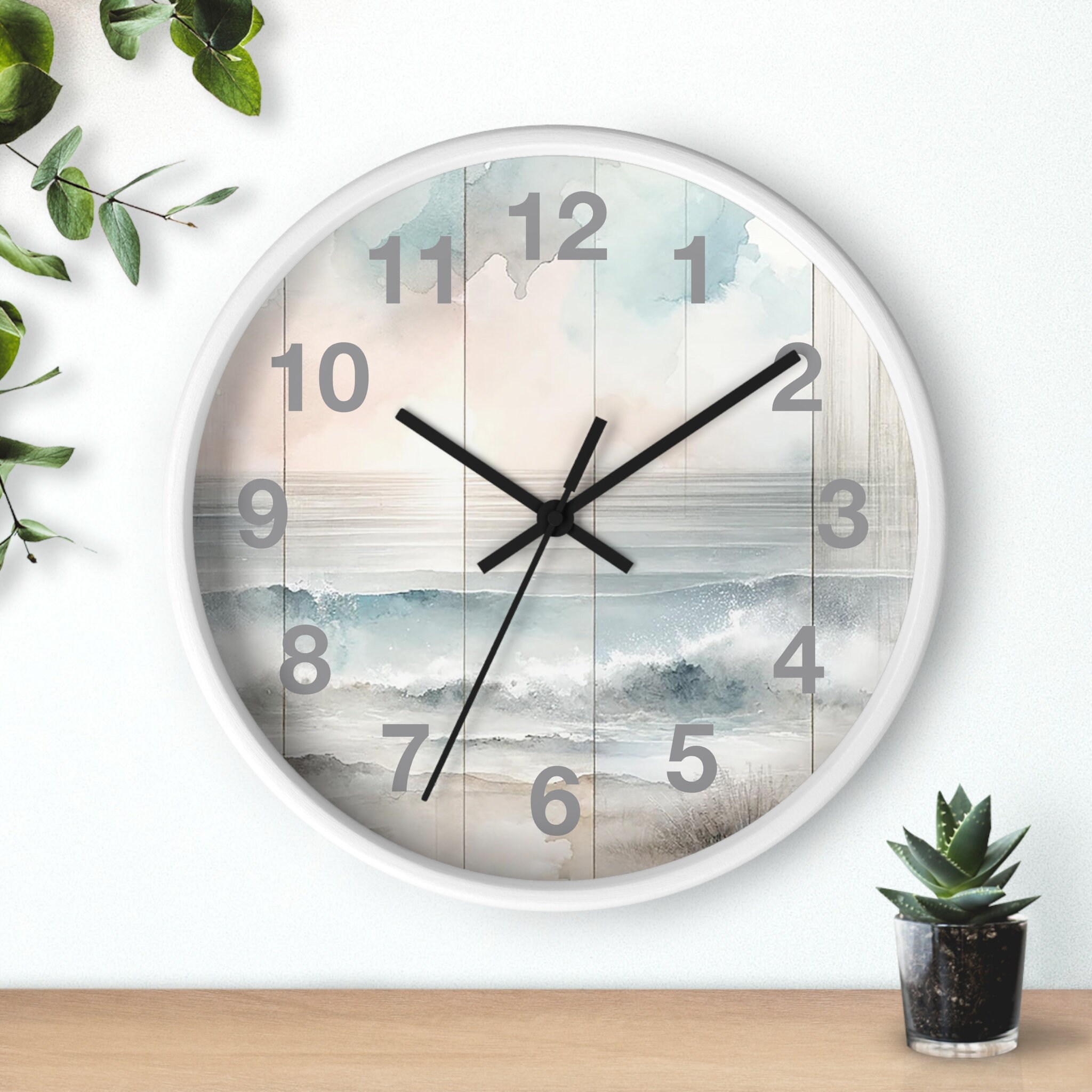 Wooden Wall Clock, Rustic Coastal Art, Ocean Clocks, Natical Wall Art ...