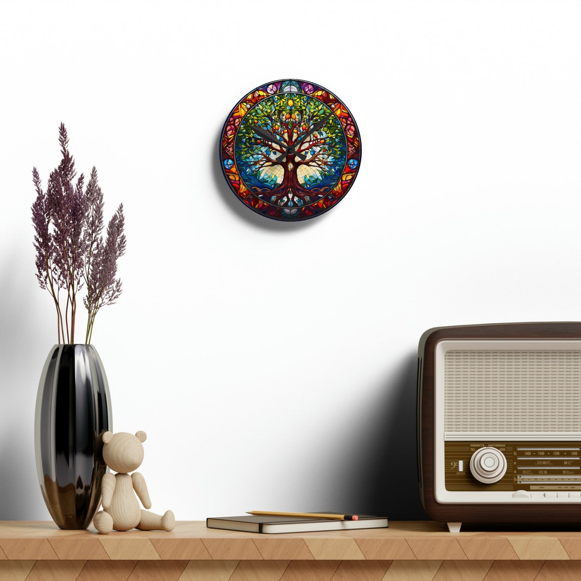 Tree of Life Wall Clock, Tree of Life Clock, Stained Glass Clock, Tree ...
