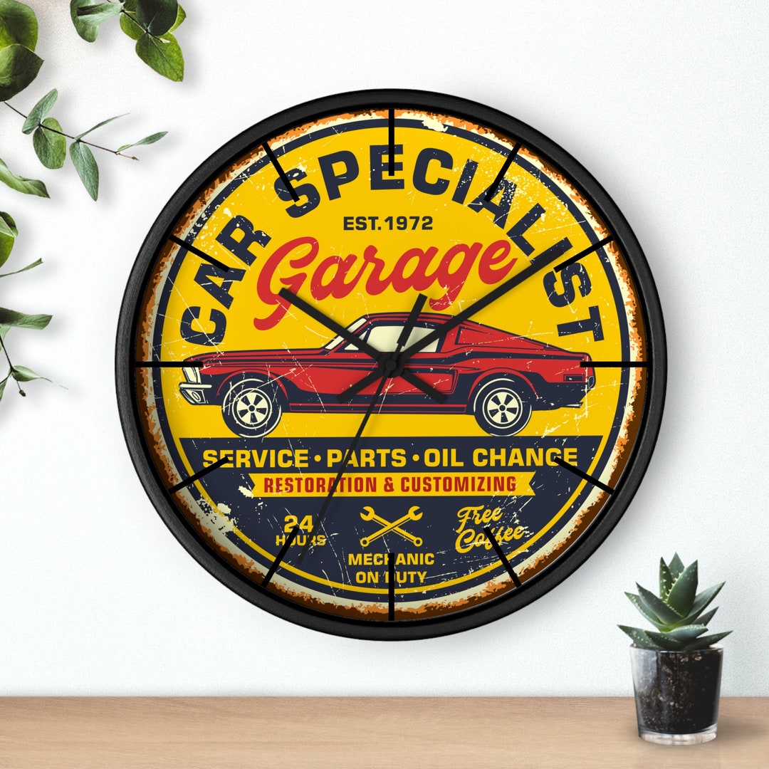 Wall Clock, Teen Room Decor, Man Cave Decor, Classic Car Gift, Unique ...