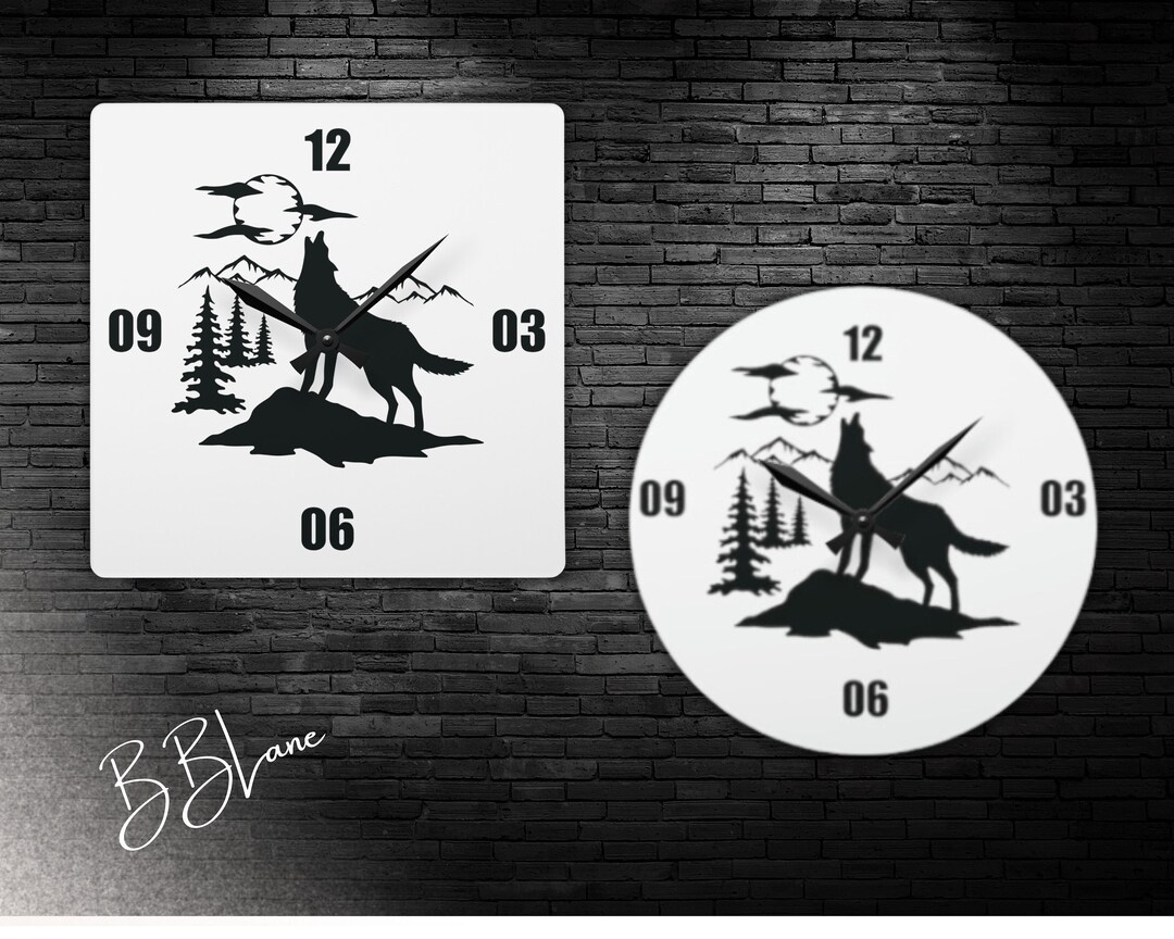 Silhouette Wall Clock Unique Wall Clock Howling Wolf Wall - Etsy
