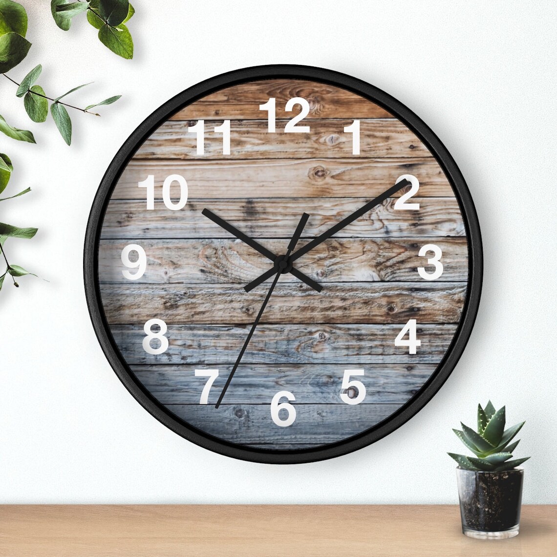 Wooden Wall Clock With Numbers, Farmhouse Wooden Clock, Weathered Fence ...