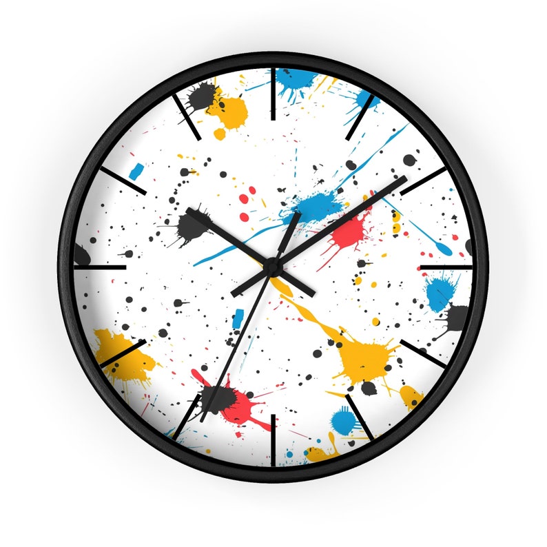 Paint Splatter Clock, Primary Colors Clock, Paint Splatter Art ...