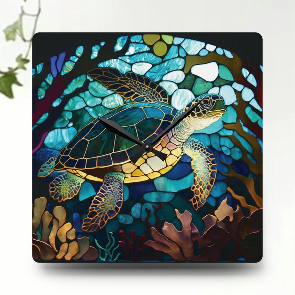 Stained Glass Turtle Clock - Etsy