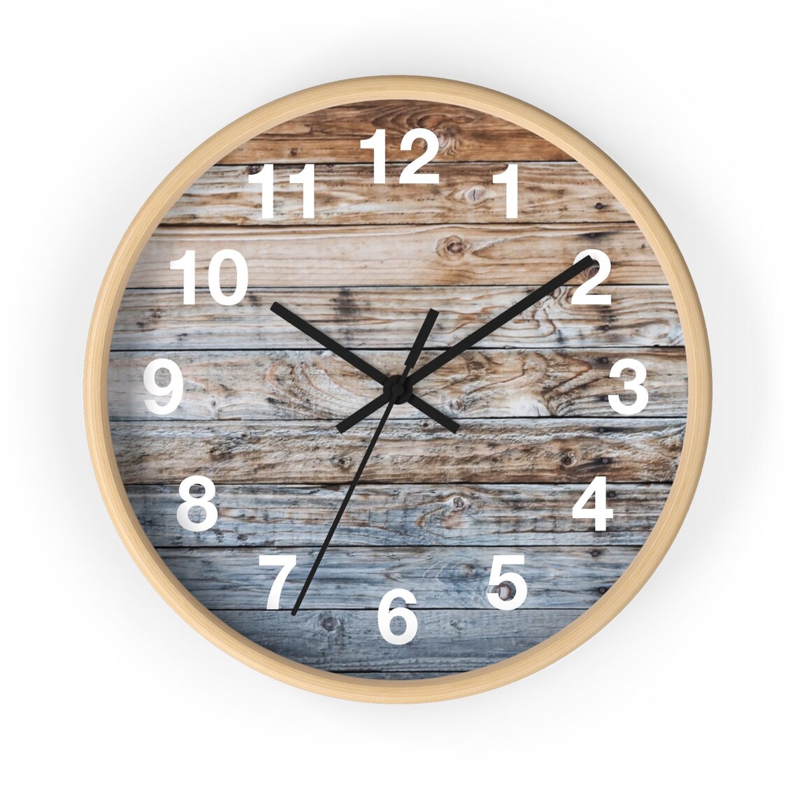 Wooden Wall Clock With Numbers, Farmhouse Wooden Clock, Weathered Fence ...