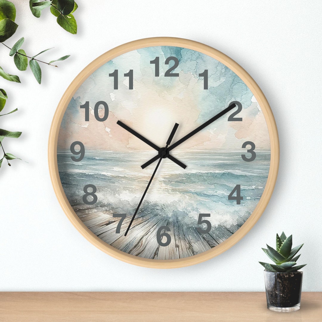 Wooden Wall Clock, Rustic Coastal Art, Ocean Clocks, Home Decor Wall ...