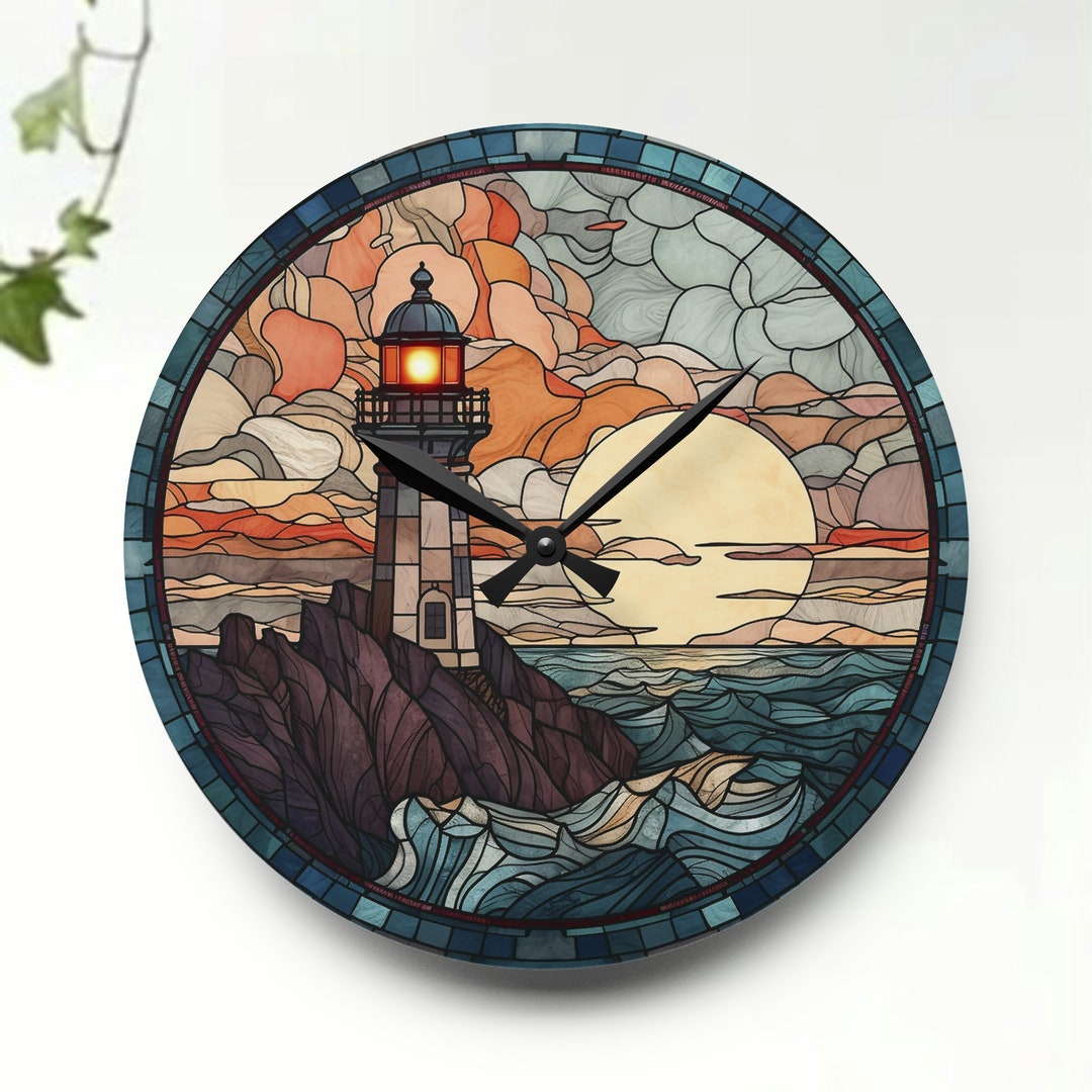Lighthouse Wall Clocks, Small Clocks, Lighthouse Ocean Scene Art, Faux ...