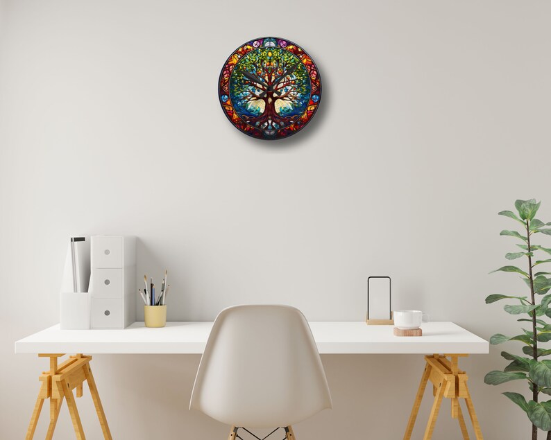 Tree of Life Wall Clock, Tree of Life Clock, Stained Glass Clock, Tree ...