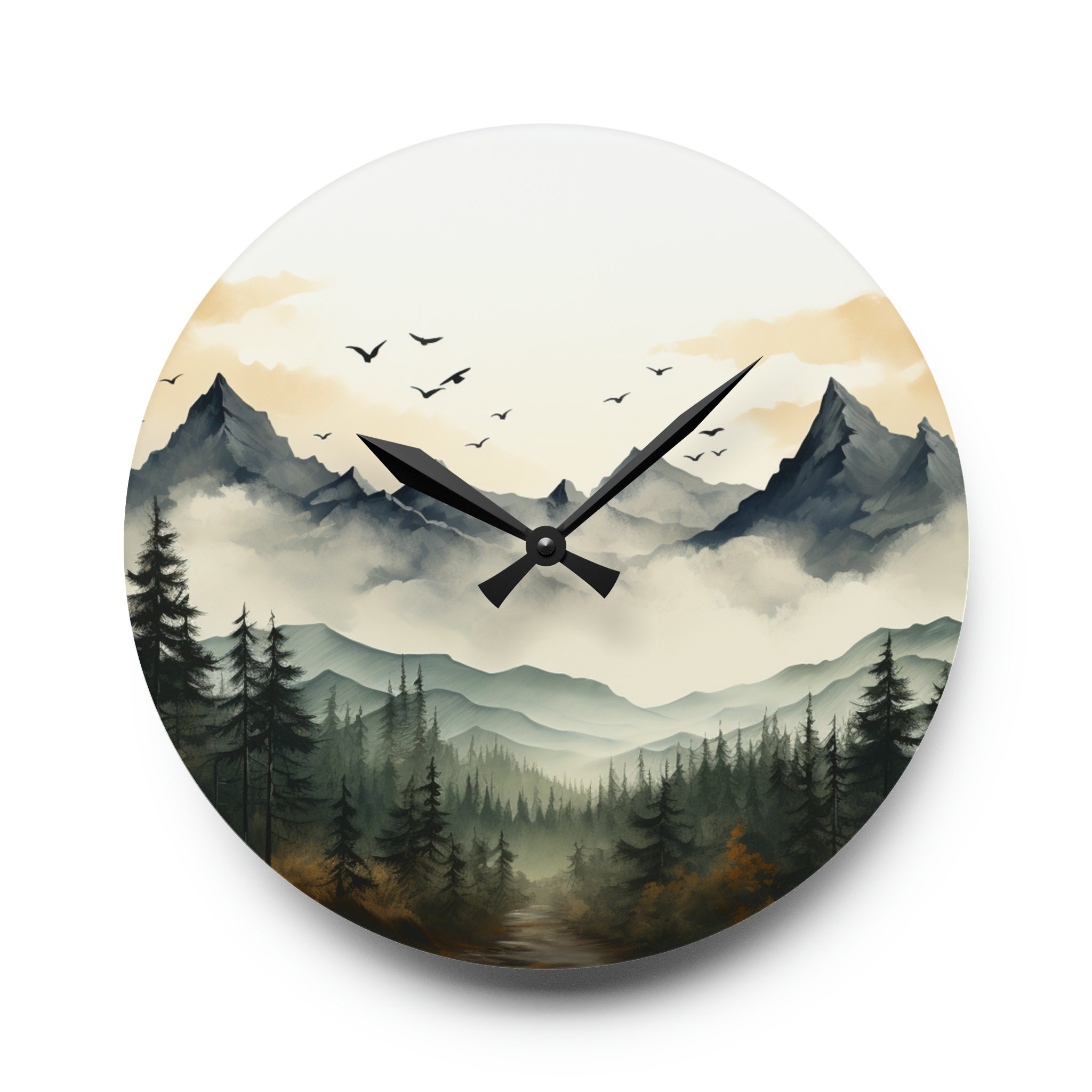 Unique Living Room Wall Clock, Kitchen Wall Clock, Mountain Wall Clock ...