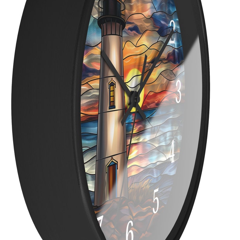 Lighthouse Wall Clocks, Faux Stained Glass Clocks, Ocean Stained Glass Wall Decor, Lighthouse ...