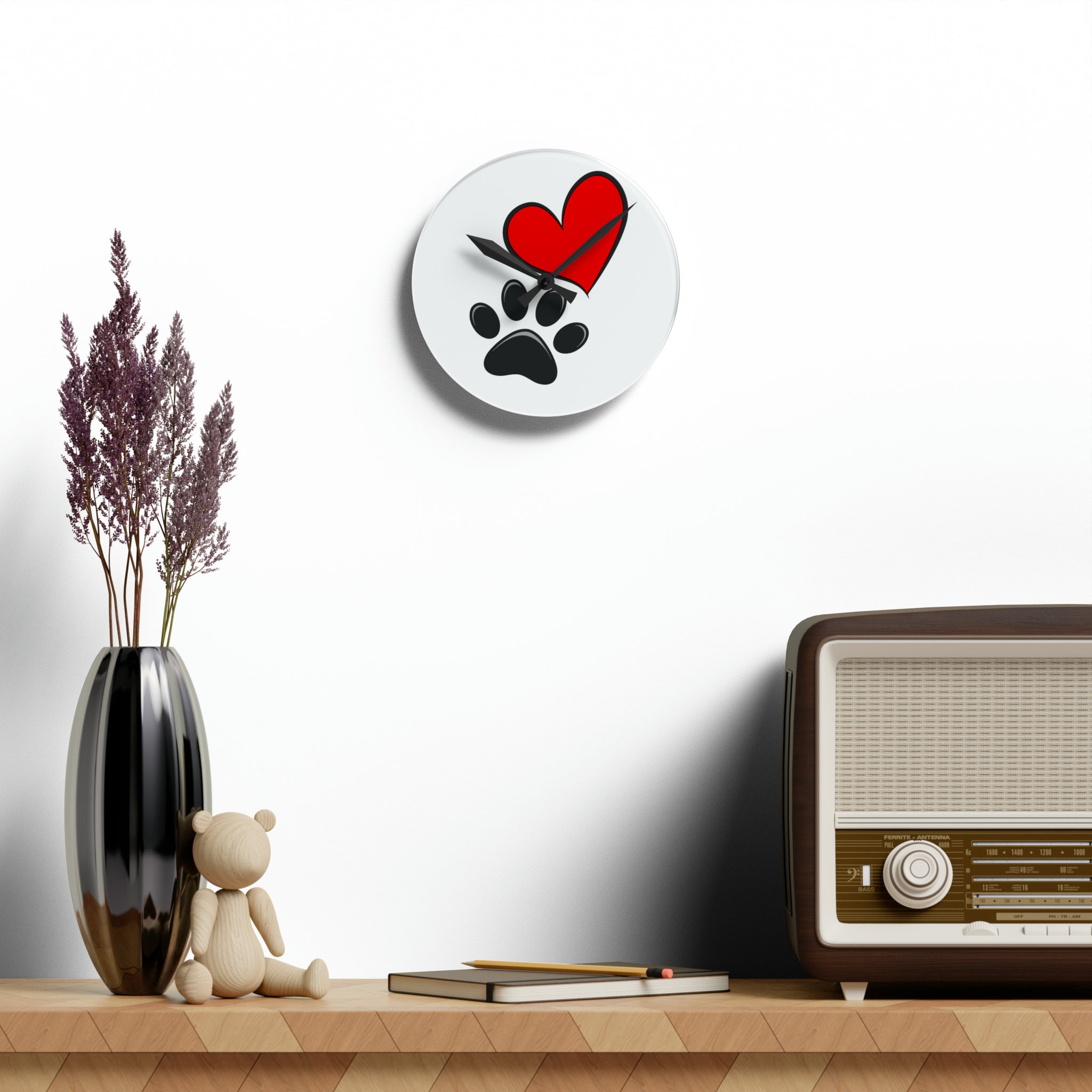 Unique Clock Dog Paw With Heart, Wall Clocks for Dog Lovers, Gifts for ...