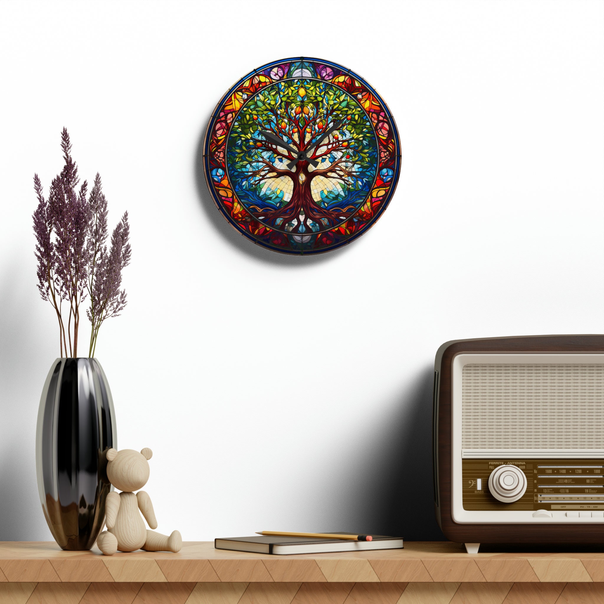 Tree of Life Wall Clock, Tree of Life Clock, Stained Glass Clock, Tree ...