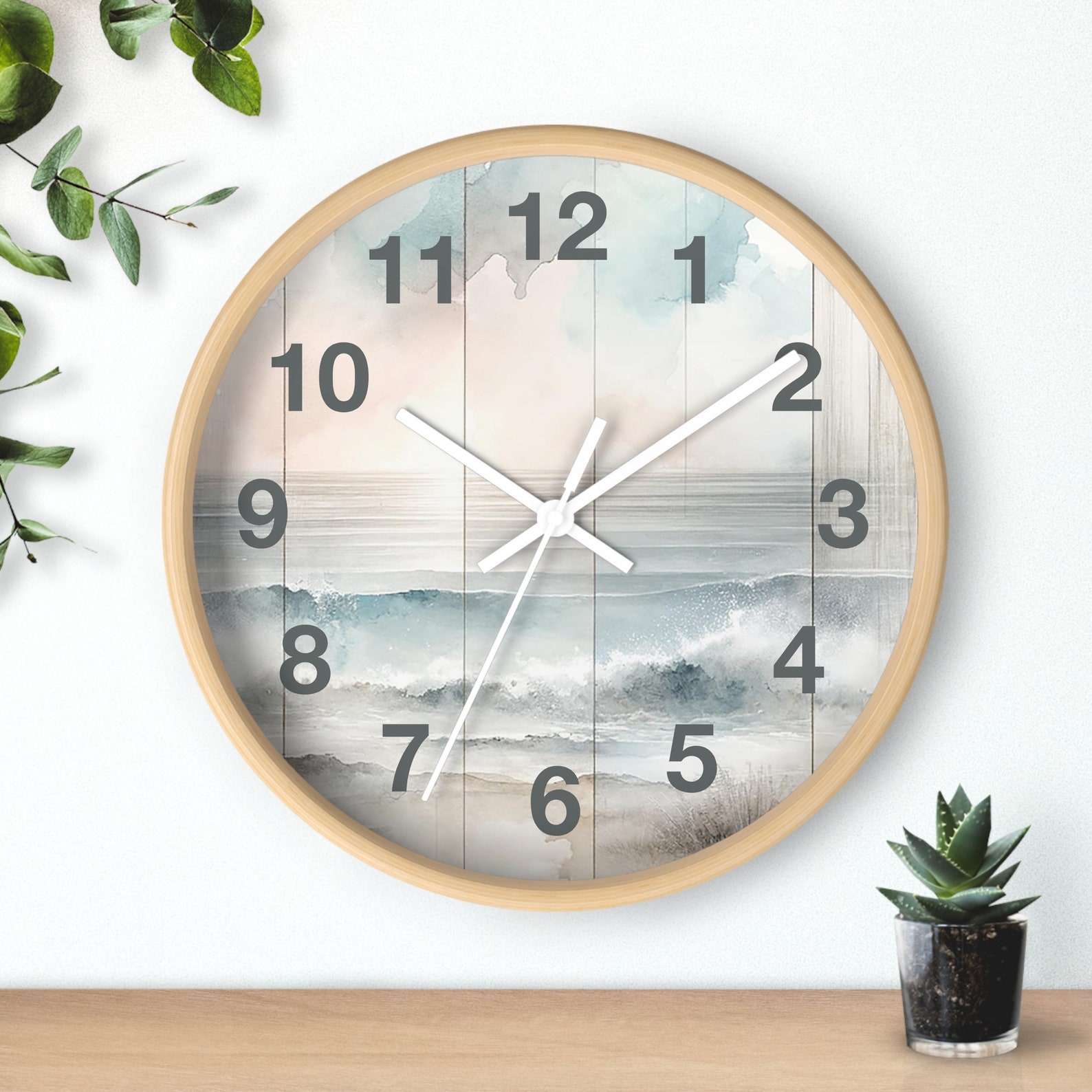 Wooden Wall Clock, Rustic Coastal Art, Ocean Clocks, Natical Wall Art ...