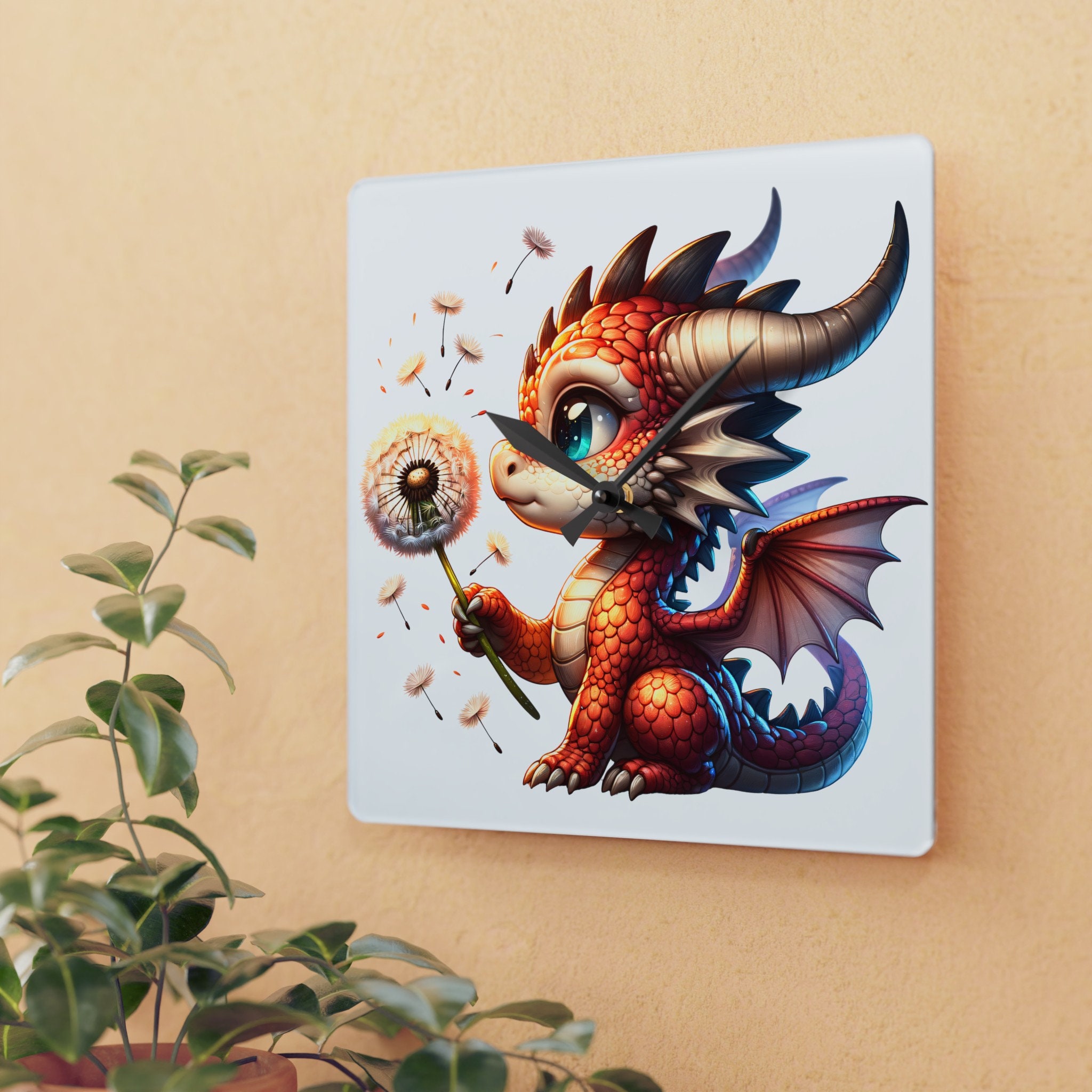 Dragon Wall Clock, Cute Drogon Clock, Whimsical Clock, Baby Dragone ...