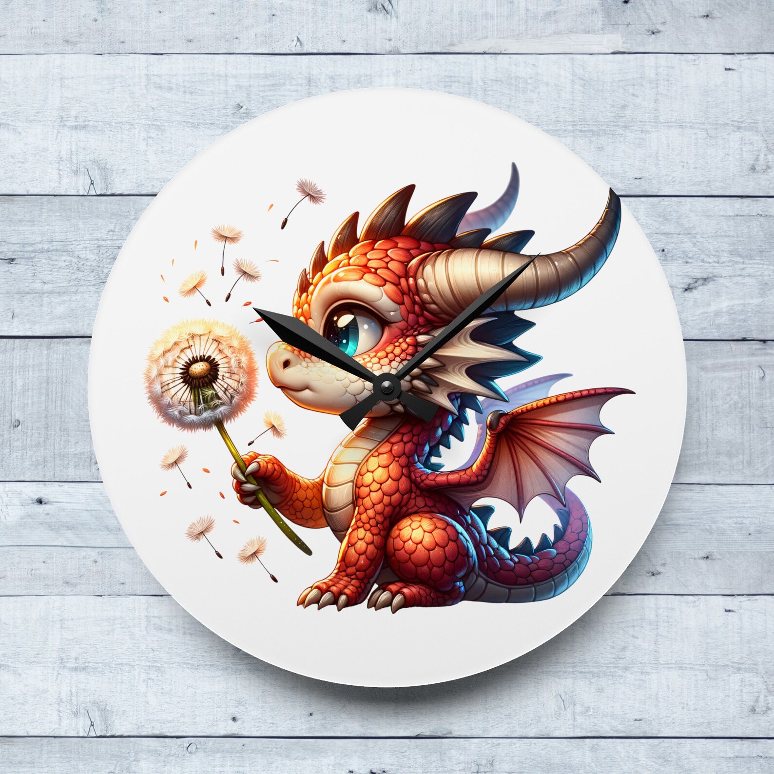 Dragon Wall Clock, Cute Drogon Clock, Whimsical Clock, Baby Dragone ...