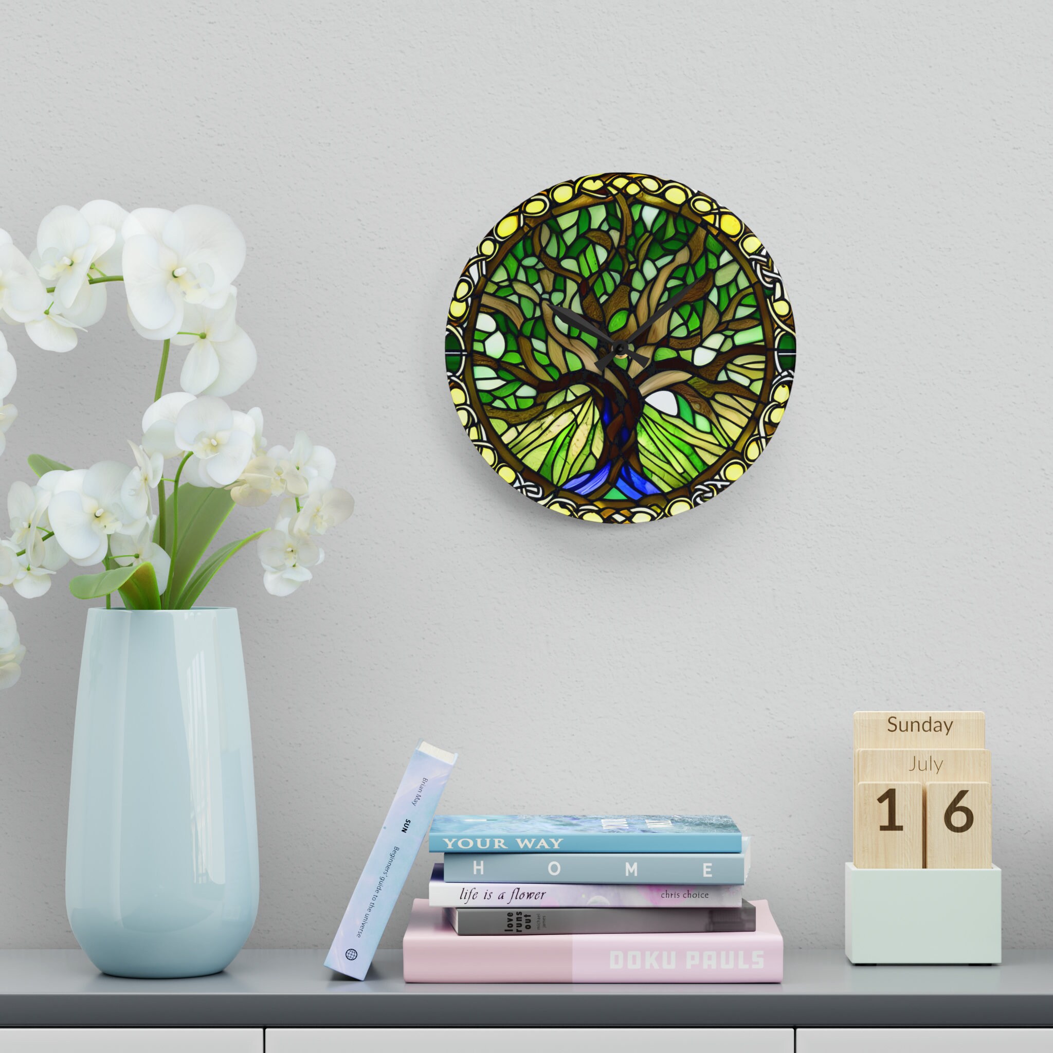 Wall Clock, Tree of Life, Celtic Tree of Life, Stained Glass Look, Tree ...