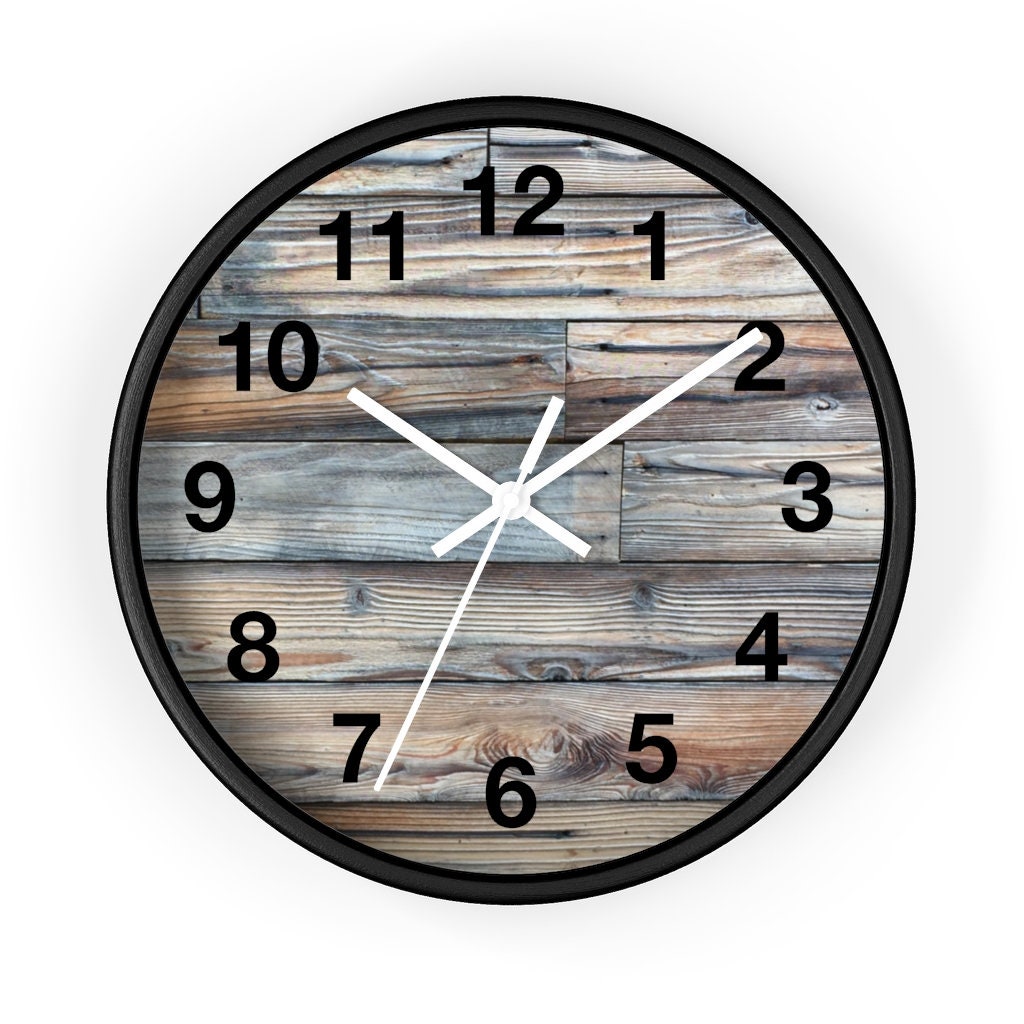Rustic Farmhouse Wooden Wall Clock, Weathered Fence Look - Etsy
