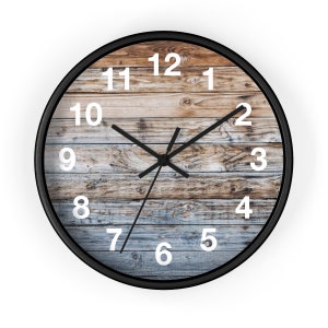 Wooden Wall Clock With Numbers, Farmhouse Wooden Clock, Weathered Fence ...