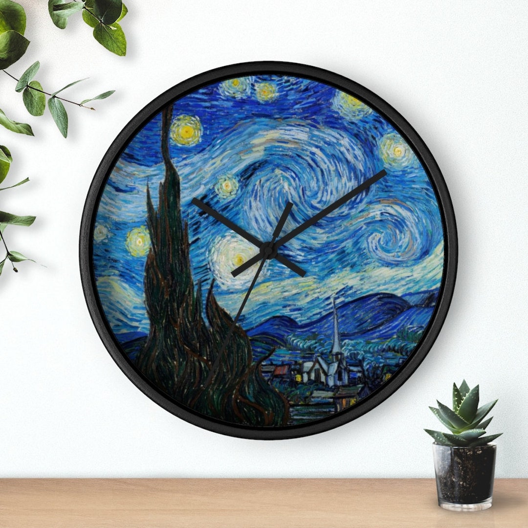 Wall Clock, Starry Night Clock, Wooden Wall Clock, Vincent Van Gogh's ...