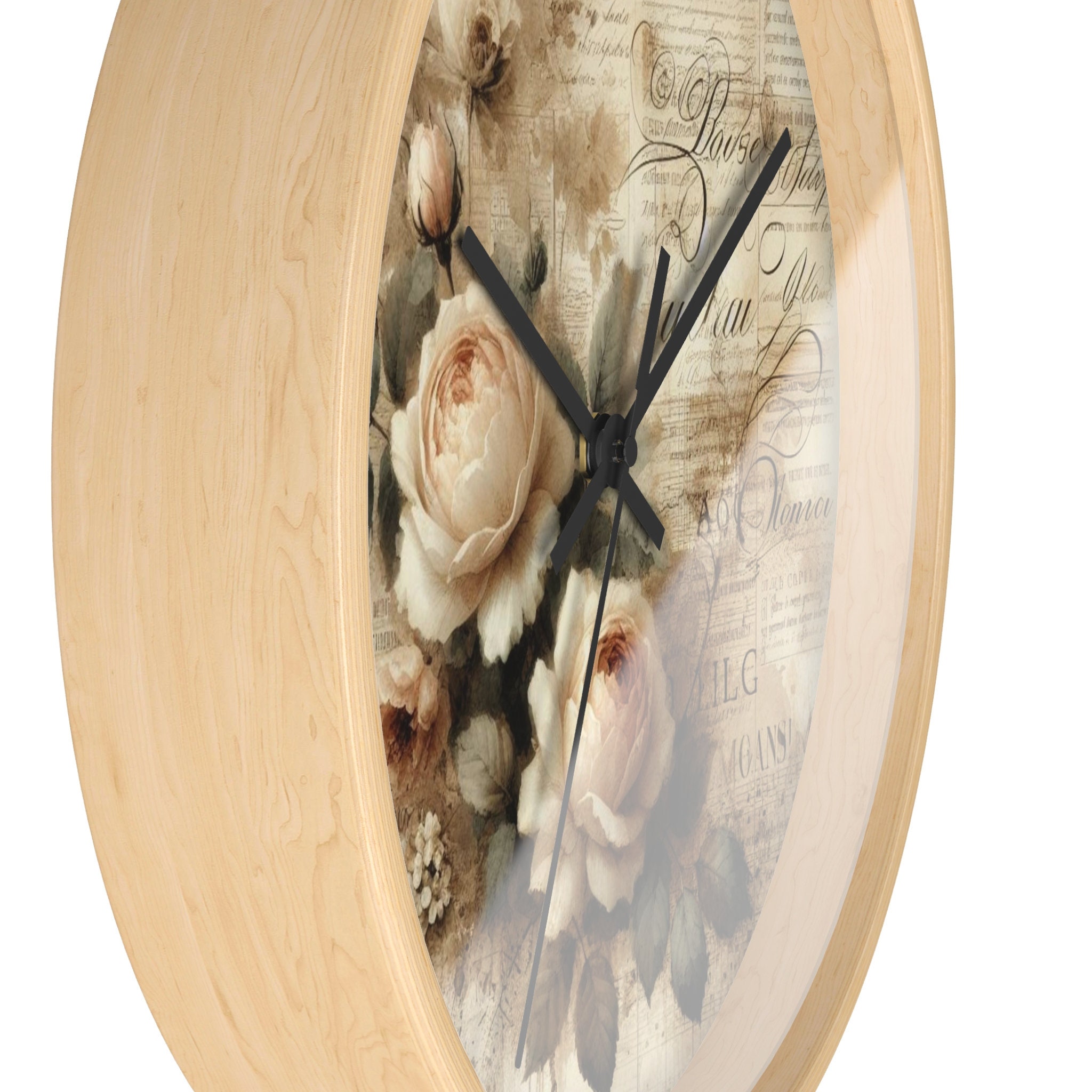 Unique Wooden Clock, Vintage Rose Design Clocks, Shabby Chic Floral ...