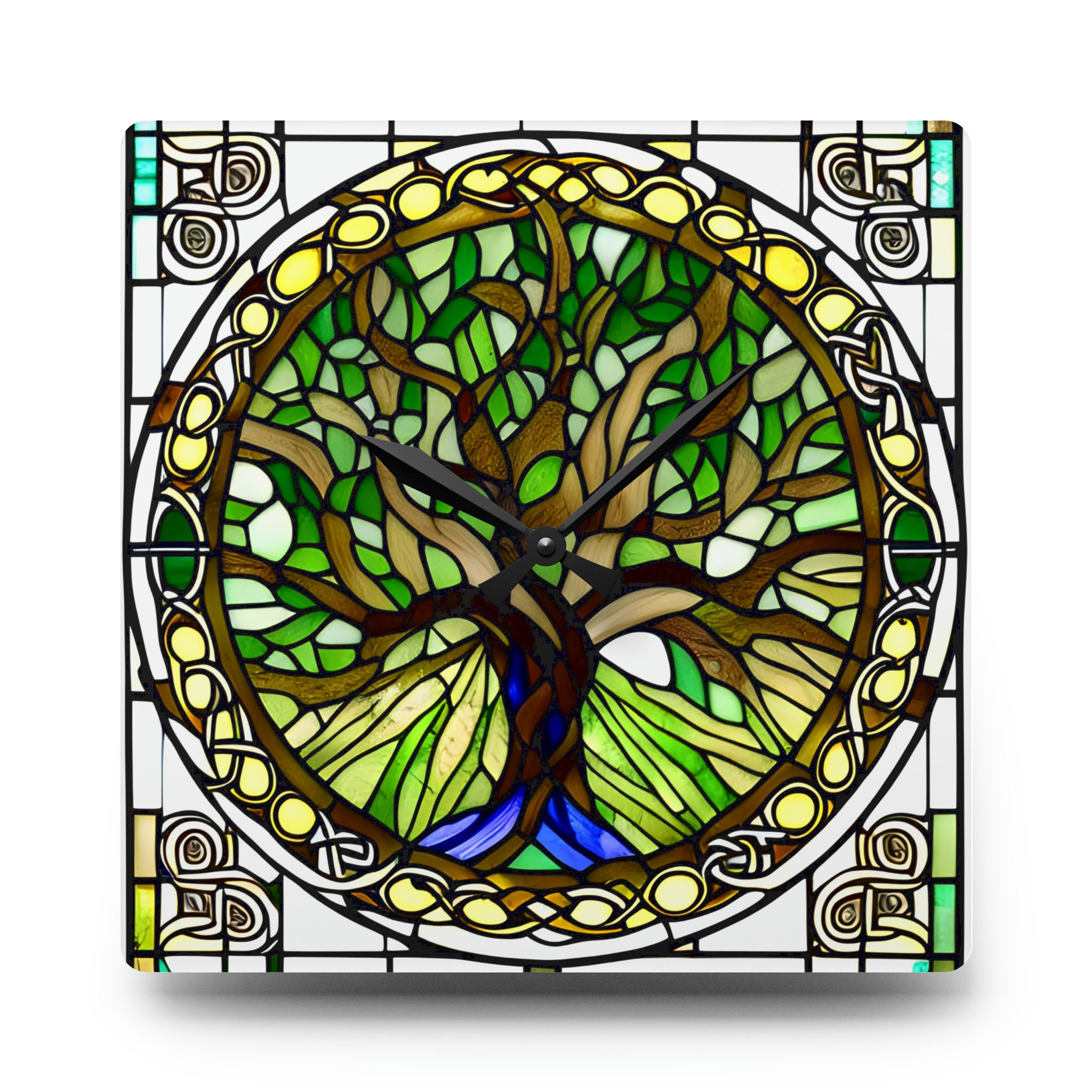 Wall Clock, Tree of Life, Celtic Tree of Life, Stained Glass Look, Tree ...