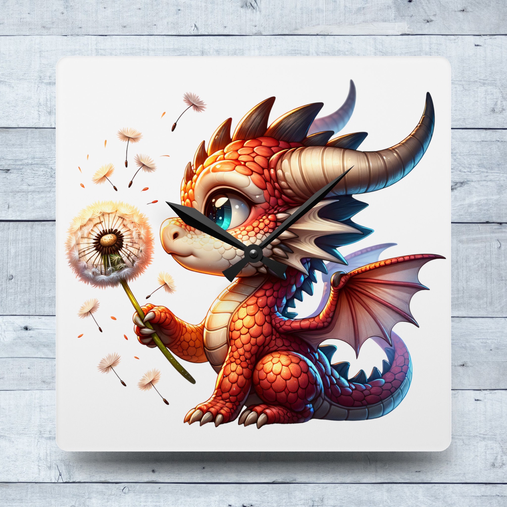 Dragon Wall Clock, Cute Drogon Clock, Whimsical Clock, Baby Dragone ...