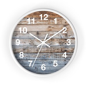 Wooden Wall Clock With Numbers, Farmhouse Wooden Clock, Weathered Fence ...