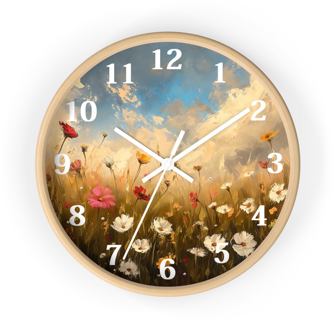 Wildflower Wall Clock, Wildflower Wall Art, Wildflowers in Field ...