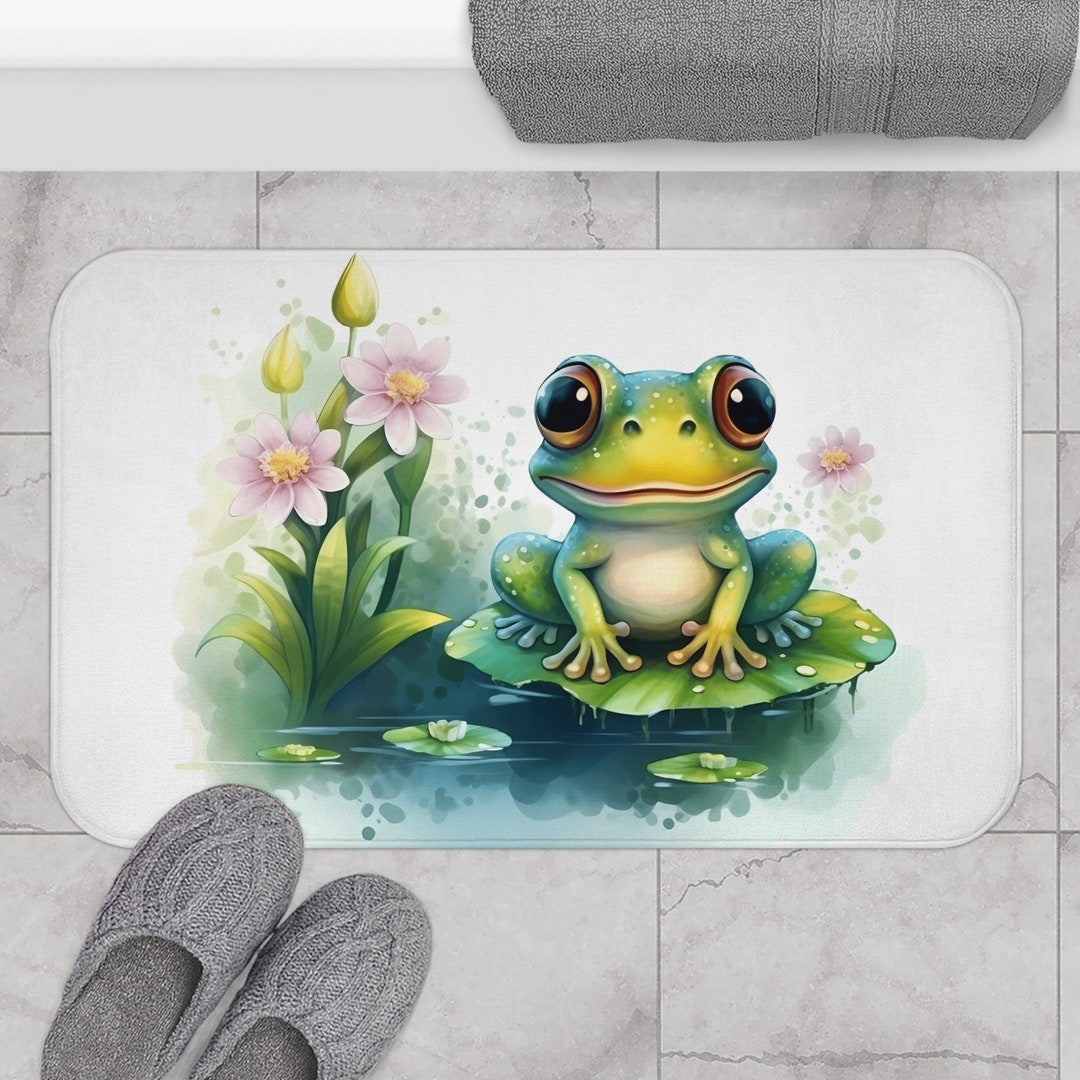 Cute Frog Bath Mat, Frog Bathroom Decor, Frog Home Decor, Cute Frog ...