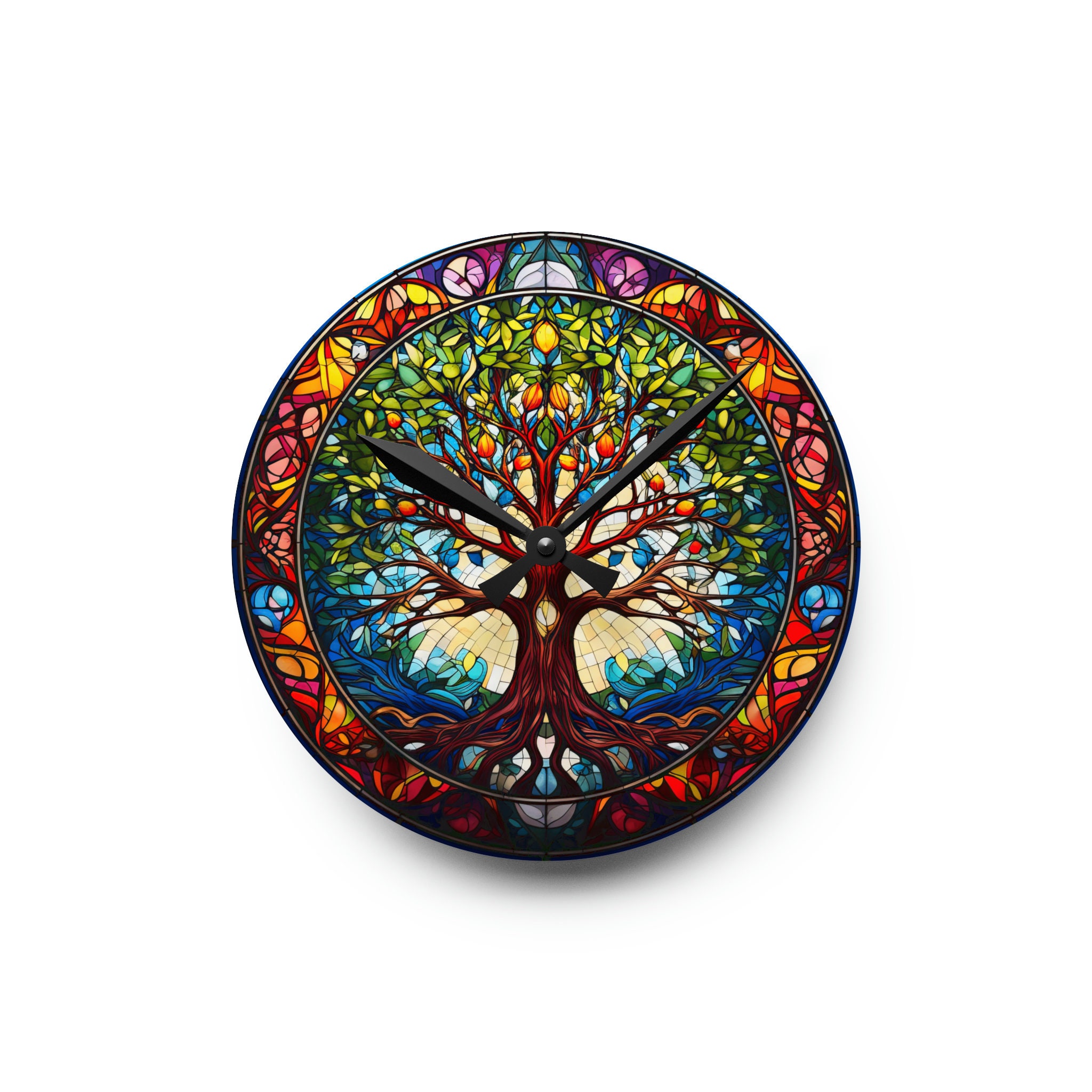 Tree of Life Wall Clock, Tree of Life Clock, Stained Glass Clock, Tree ...