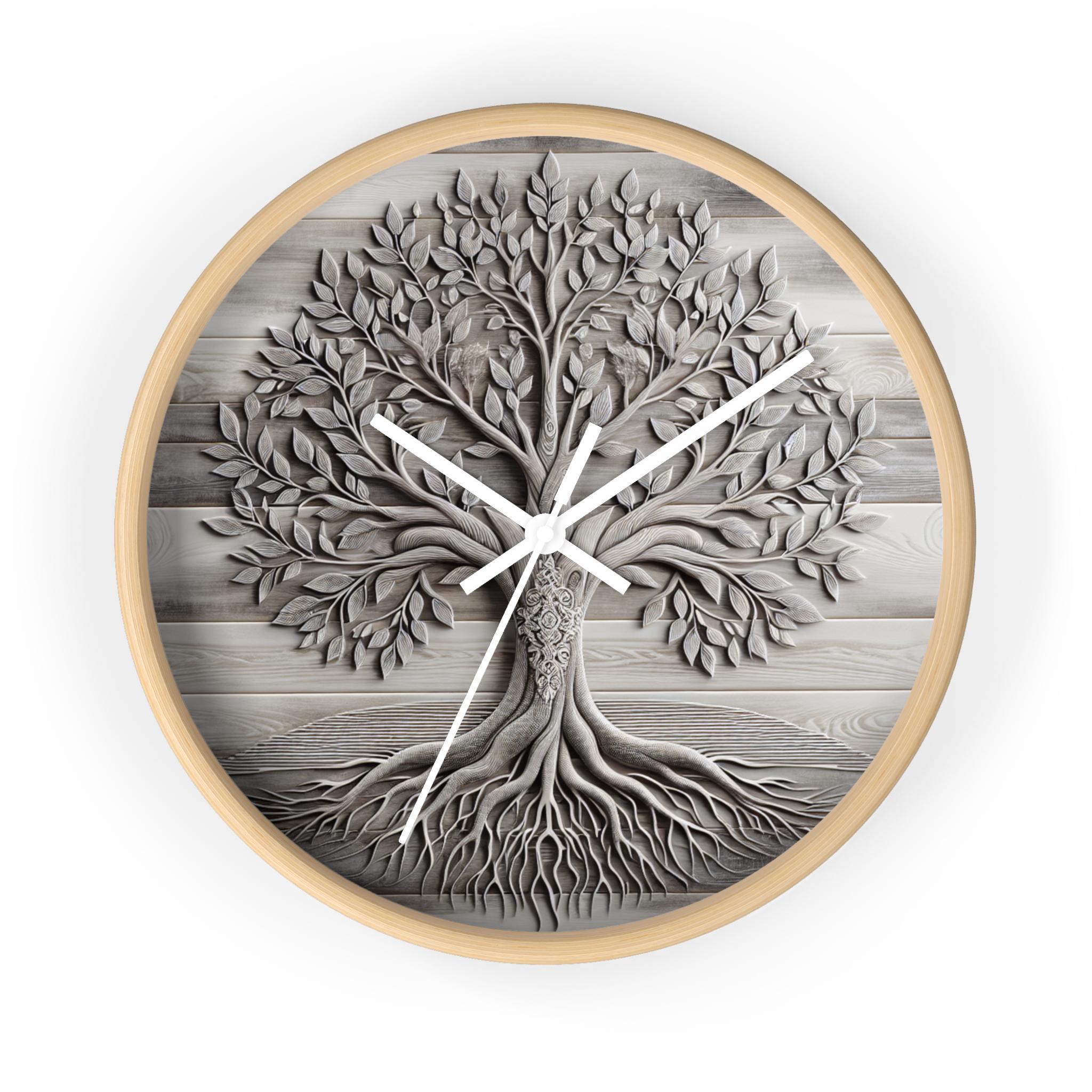 Weathered Look Clock, 3D Tree of Life Artwork, Rustic Farmhouse Wooden ...