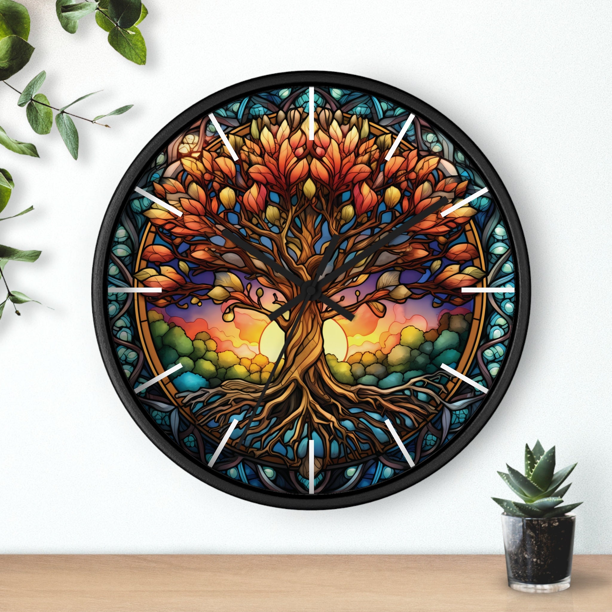 Tree of Life Clocks, Tree of Life Wall Art, Stained Glass Tree of Life ...