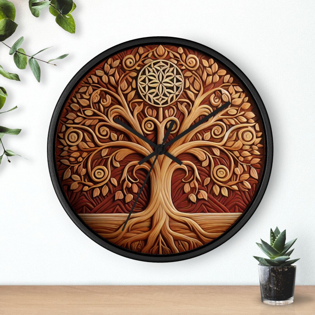 Tree of Life Clocks, Rustic Clocks, Barn Red Clock, 3D Artwork, Rustic ...