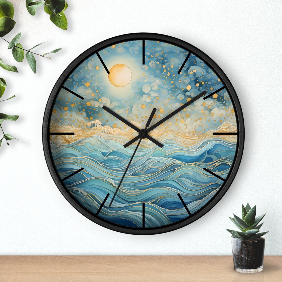 Ocean Sunset Decor, Wooden Clocks, Art Deco Home Decor, Ocean Theme ...