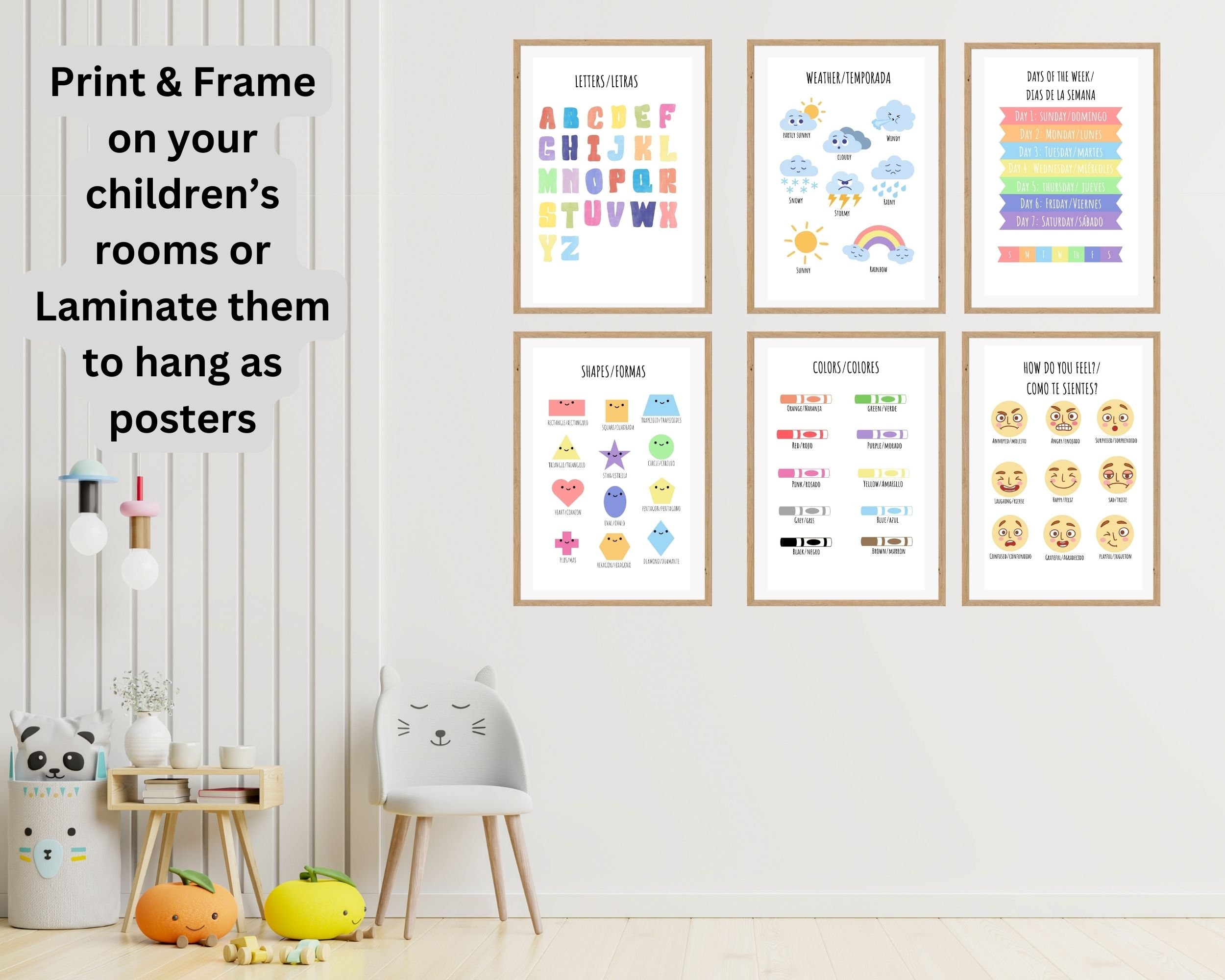 10 Bilingual Educational Posters for Kids in Spanish/english READY TO ...